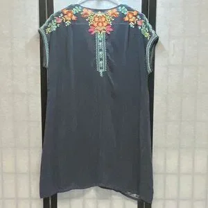 Johnny Was | Tops | Johnny Was S Blue Grey Heidi Cap Sleeve V Neck ...